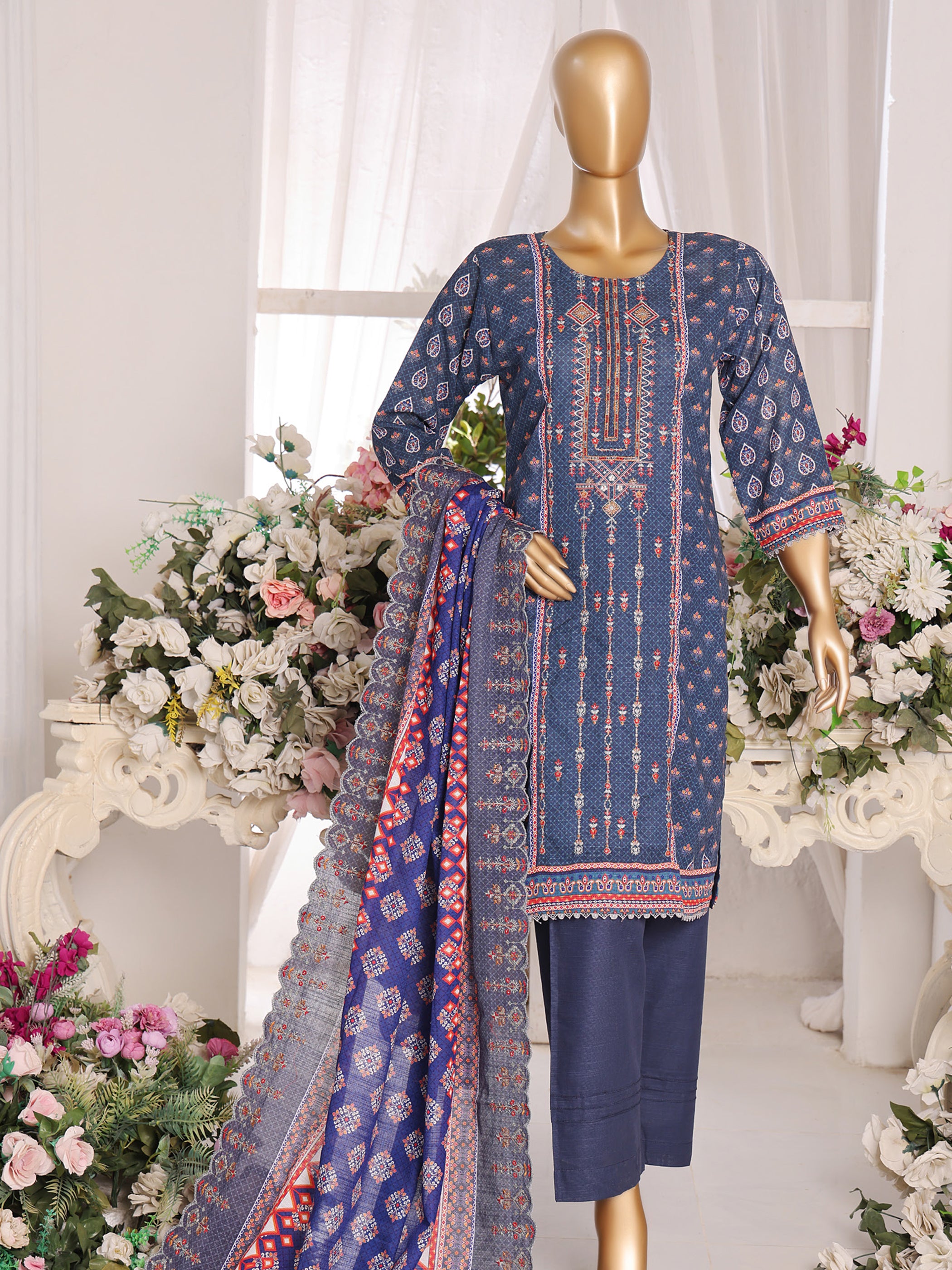 Dilkush v1 By MTF Digital Printed Embroidered Slub Khaddar | Unstitche ...